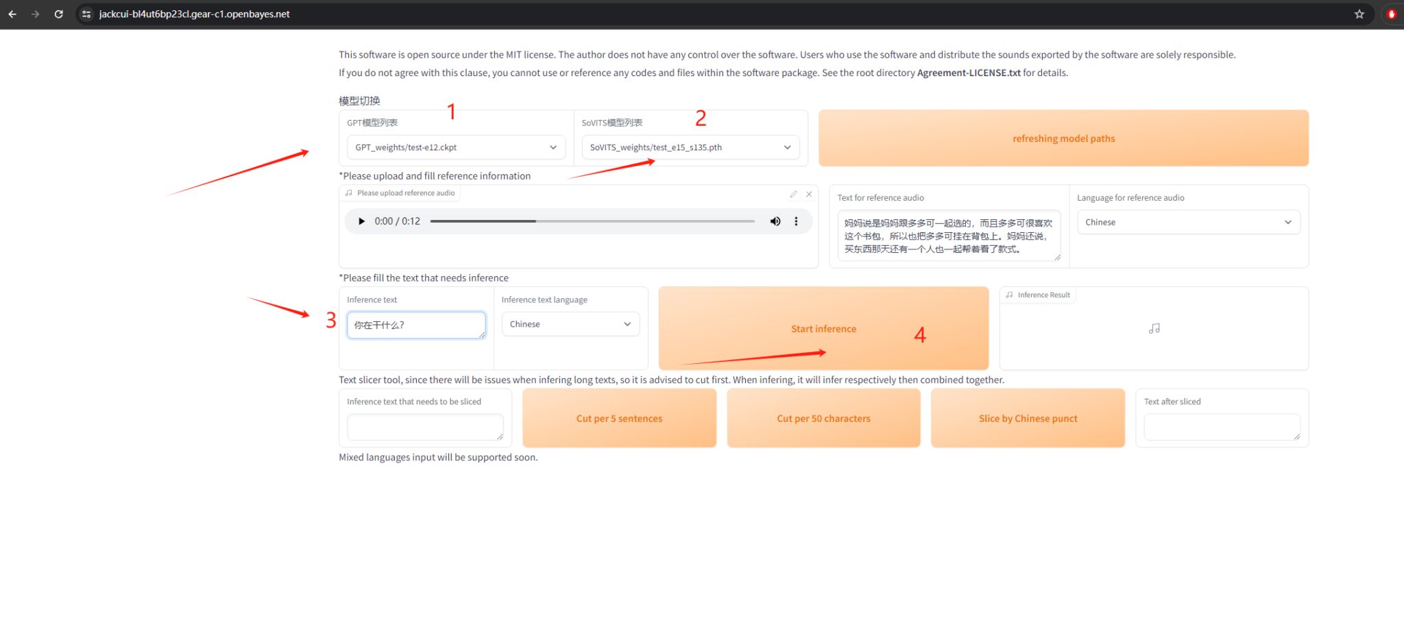 GPT-SoVITS 音频合成在线 Demo | Notebooks | HyperAI超神经