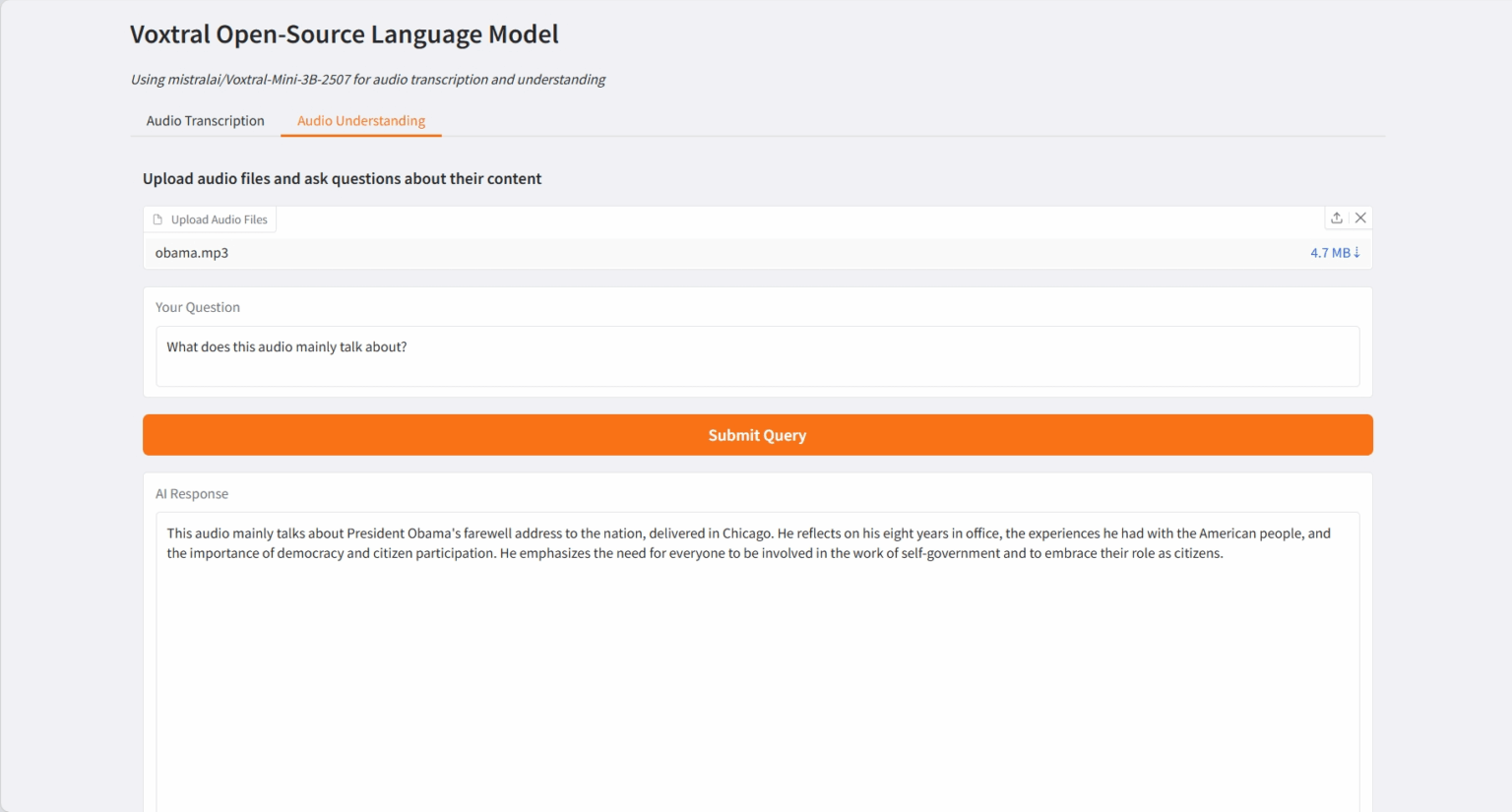 Voxtral-Mini-3B-2507 语音理解模型 Demo | 笔记本 | HyperAI超神经