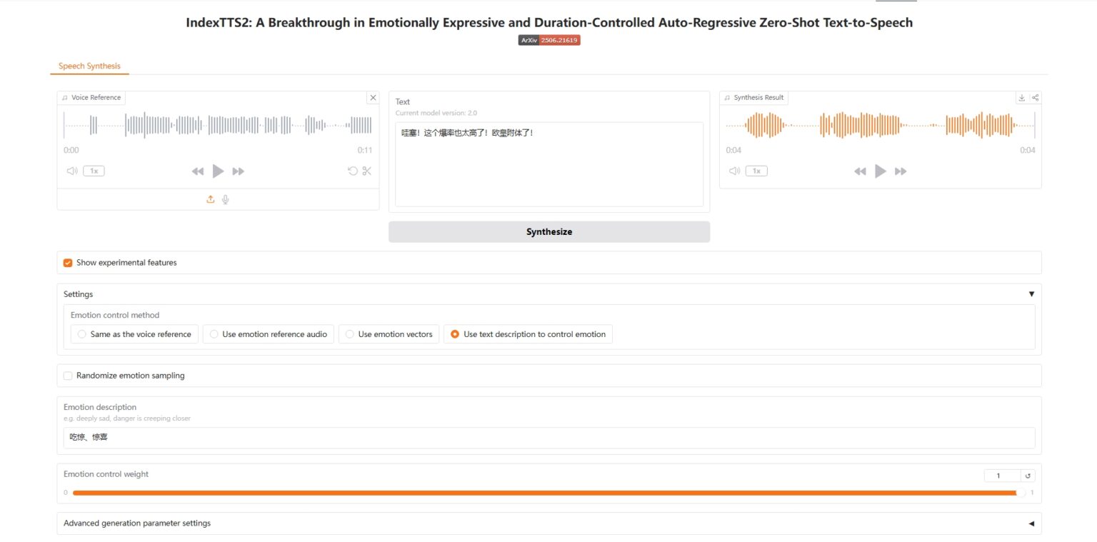 IndexTTS-2：突破自回归 TTS 时长与情感控制瓶颈 | Notebooks | HyperAI超神经
