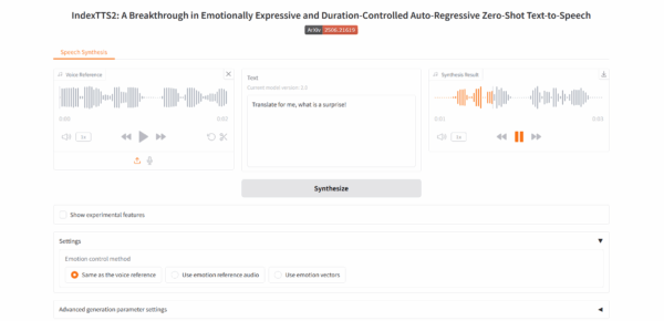 IndexTTS-2：突破自回归 TTS 时长与情感控制瓶颈 | Notebooks | HyperAI超神经